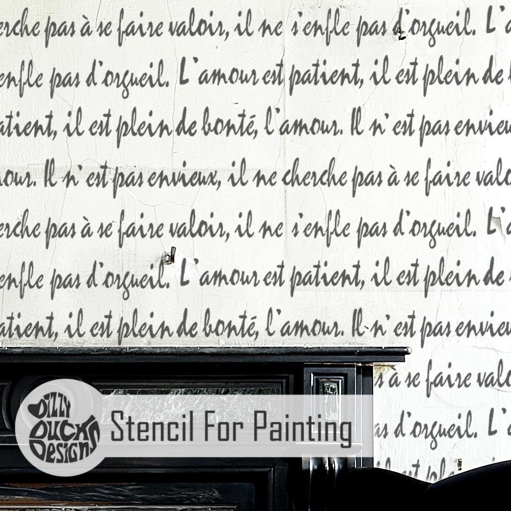 French Script STENCIL French Shabby Shic Stencilfor Walls - Etsy