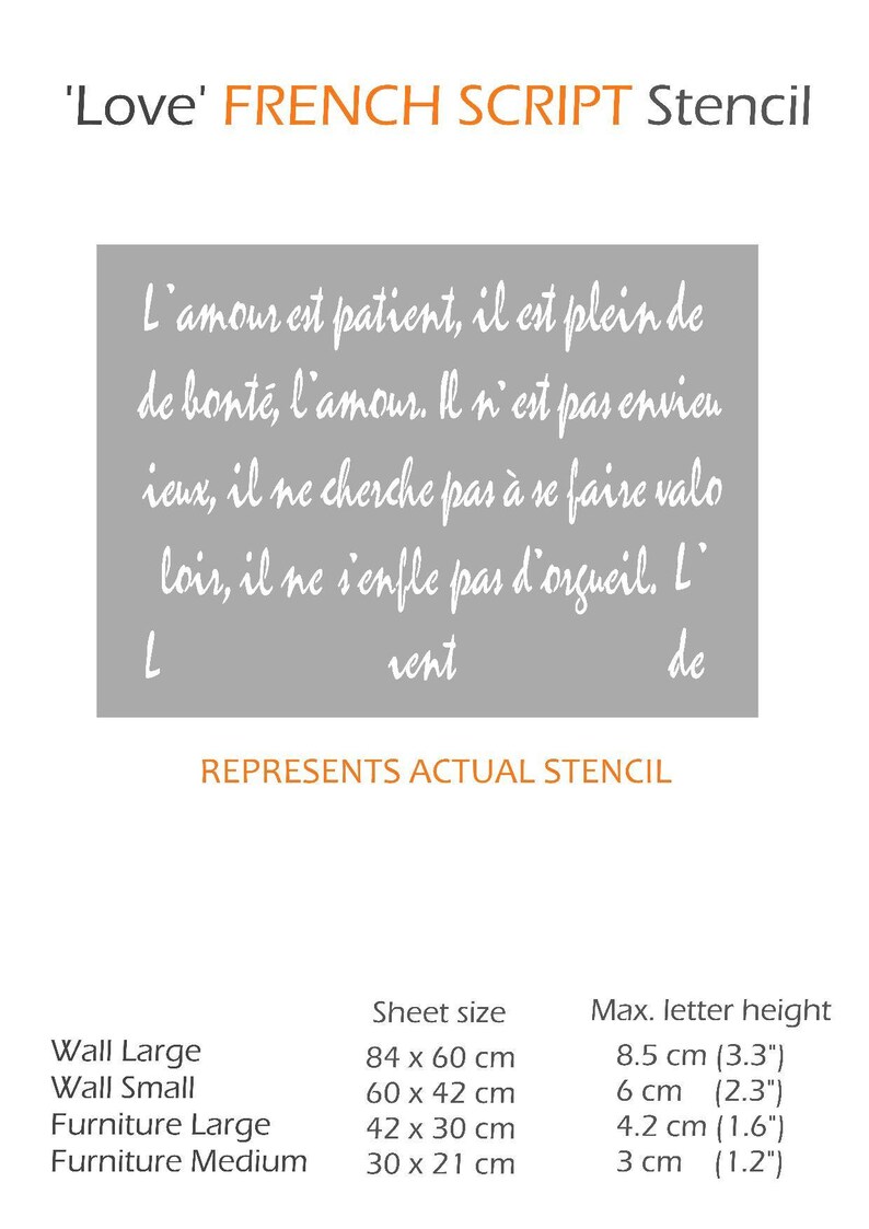 French Script STENCIL French Shabby Shic Stencilfor Walls - Etsy