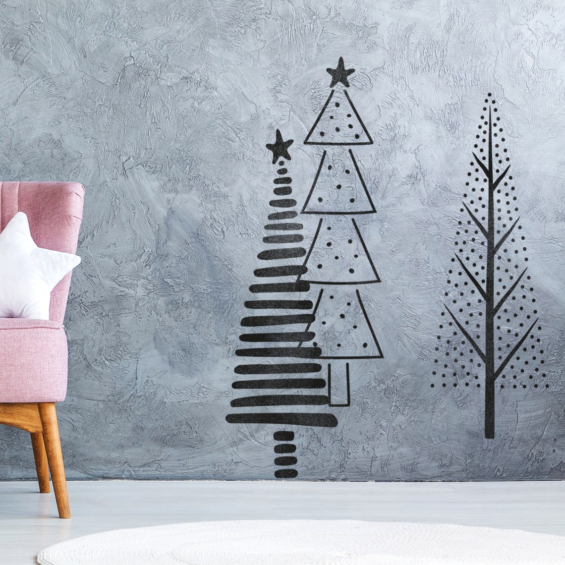 STENCILS for Nordic DIY Decor Set of 3 Scandi Tree Stencils | Etsy