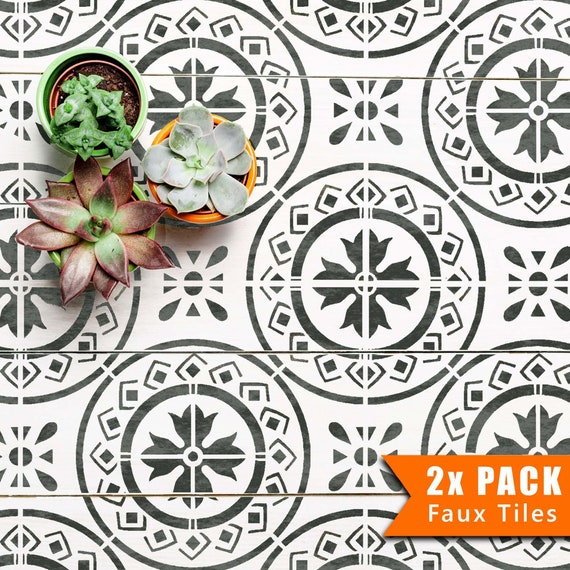 Faux Tile Stencils Paint Tile Effect on Floors Walls - Etsy