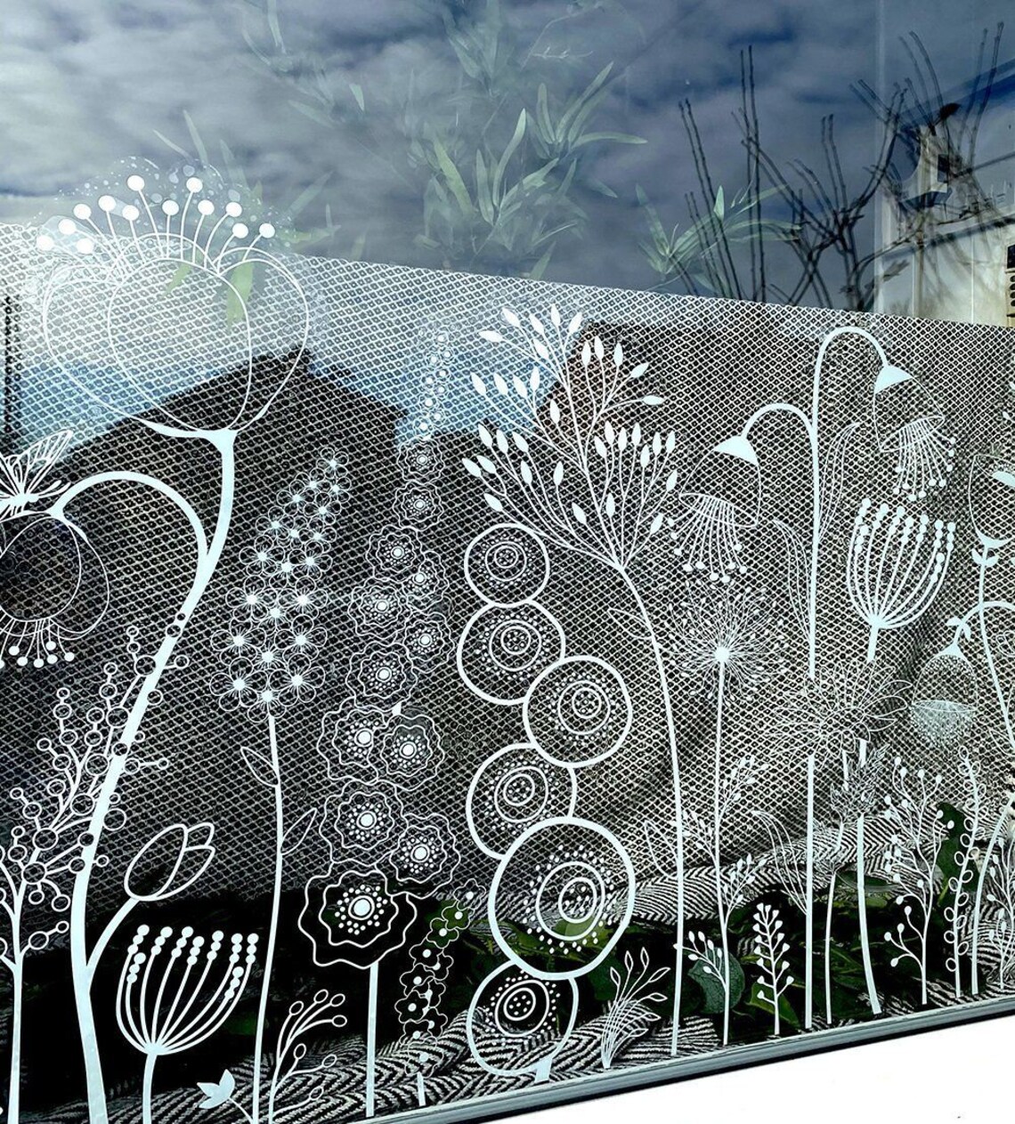 WINDOW CLING Flowers Border Window Decal White Decorative - Etsy UK