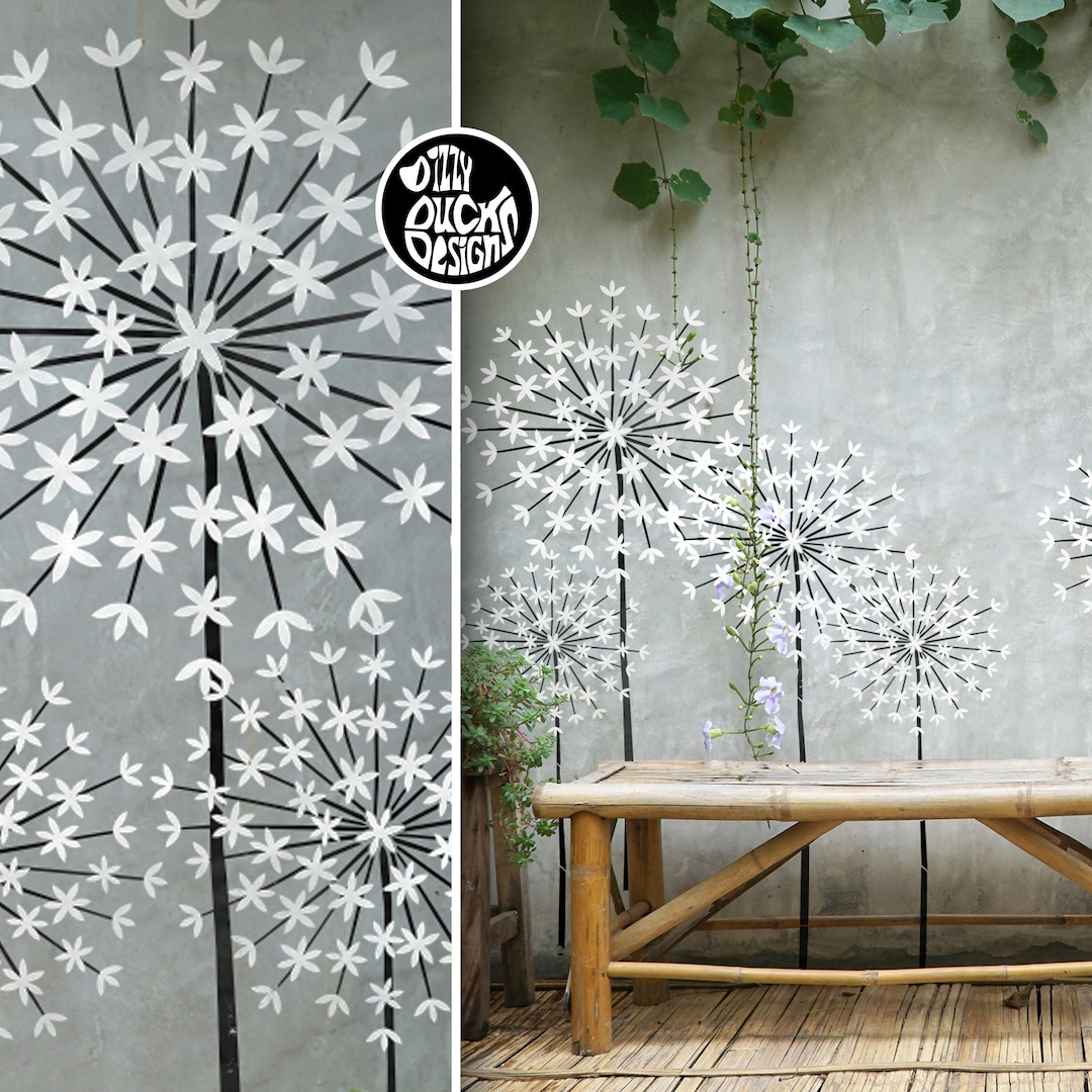 ALLIUM FLOWER Stencils for Walls Furniture Crafts - Reusable Botanical ...