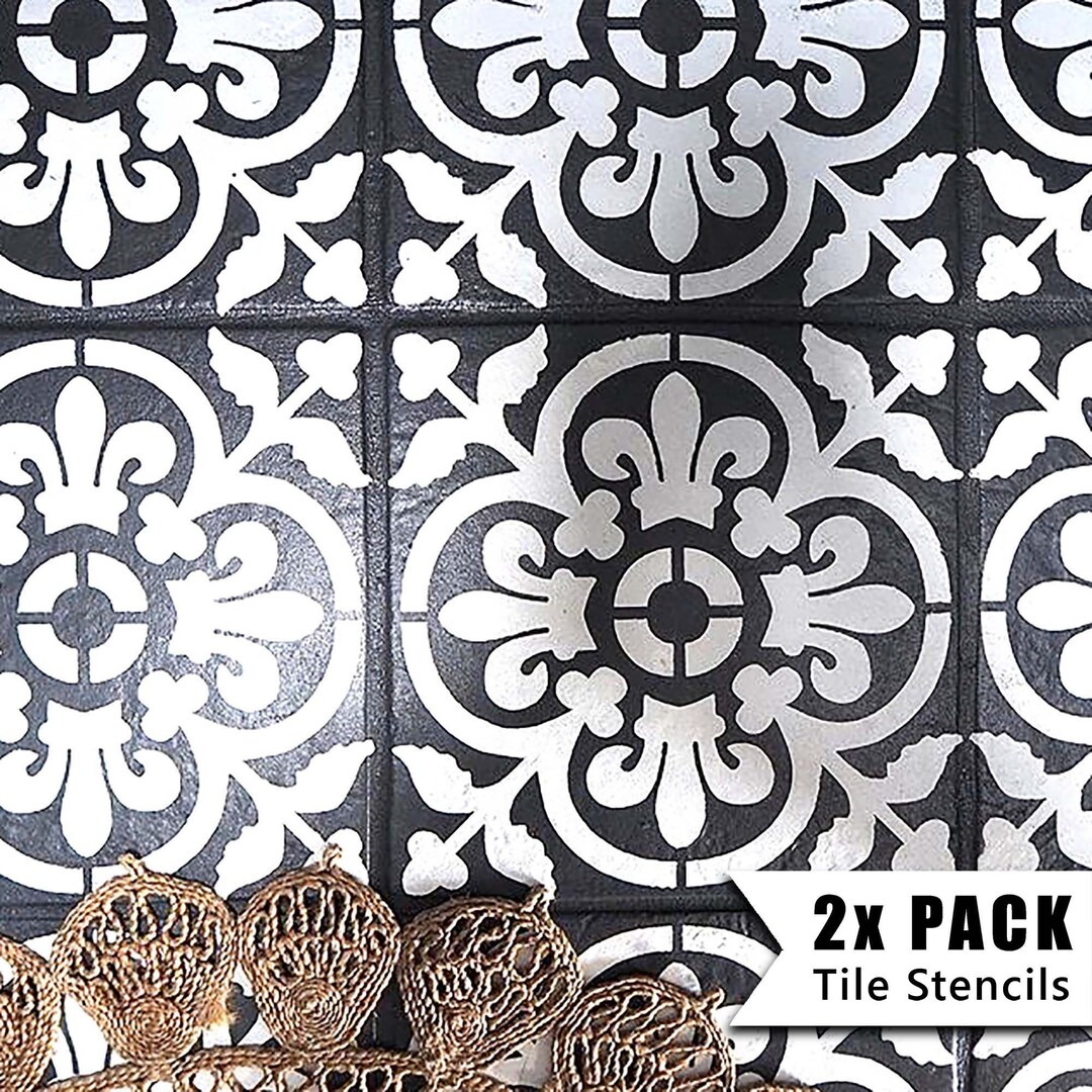 Tile Stencils for Painting Bathroom Kitchen Wall Floor Tiles and Garden ...