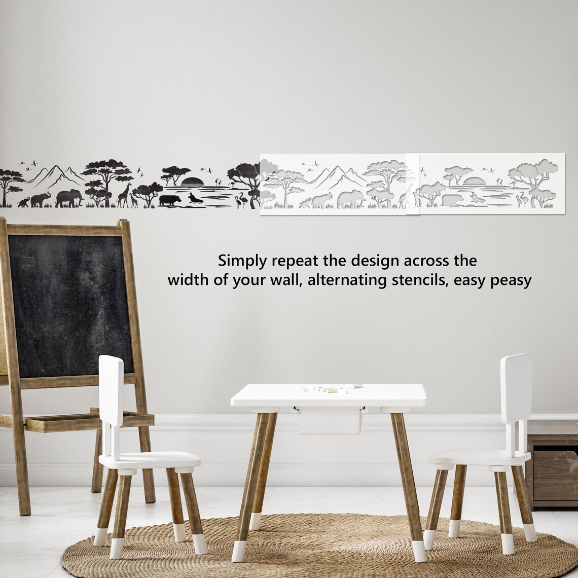 Wall Stencil for Painting DIY Nursery Kids Room Wall Decor - African ...