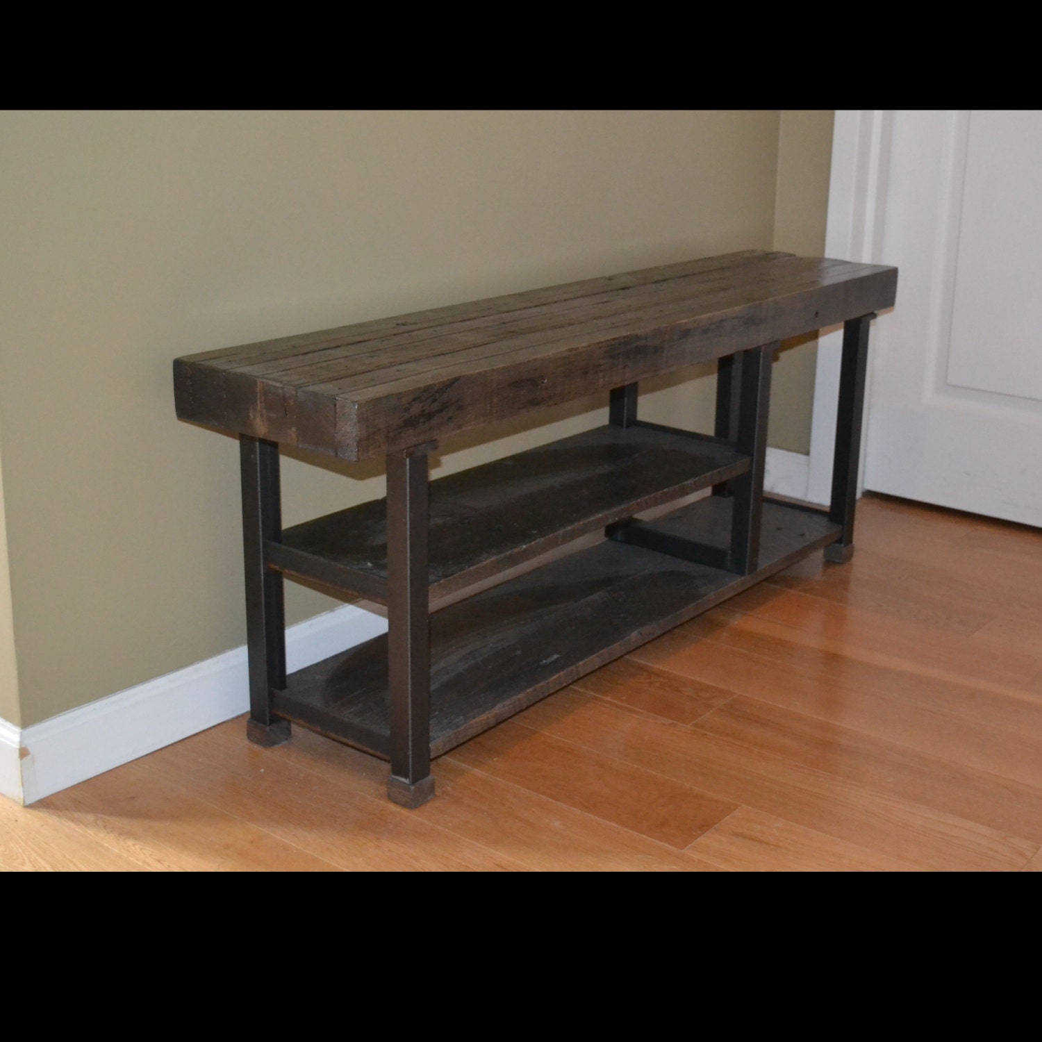 Reclaimed Wood Storage Bench | Etsy