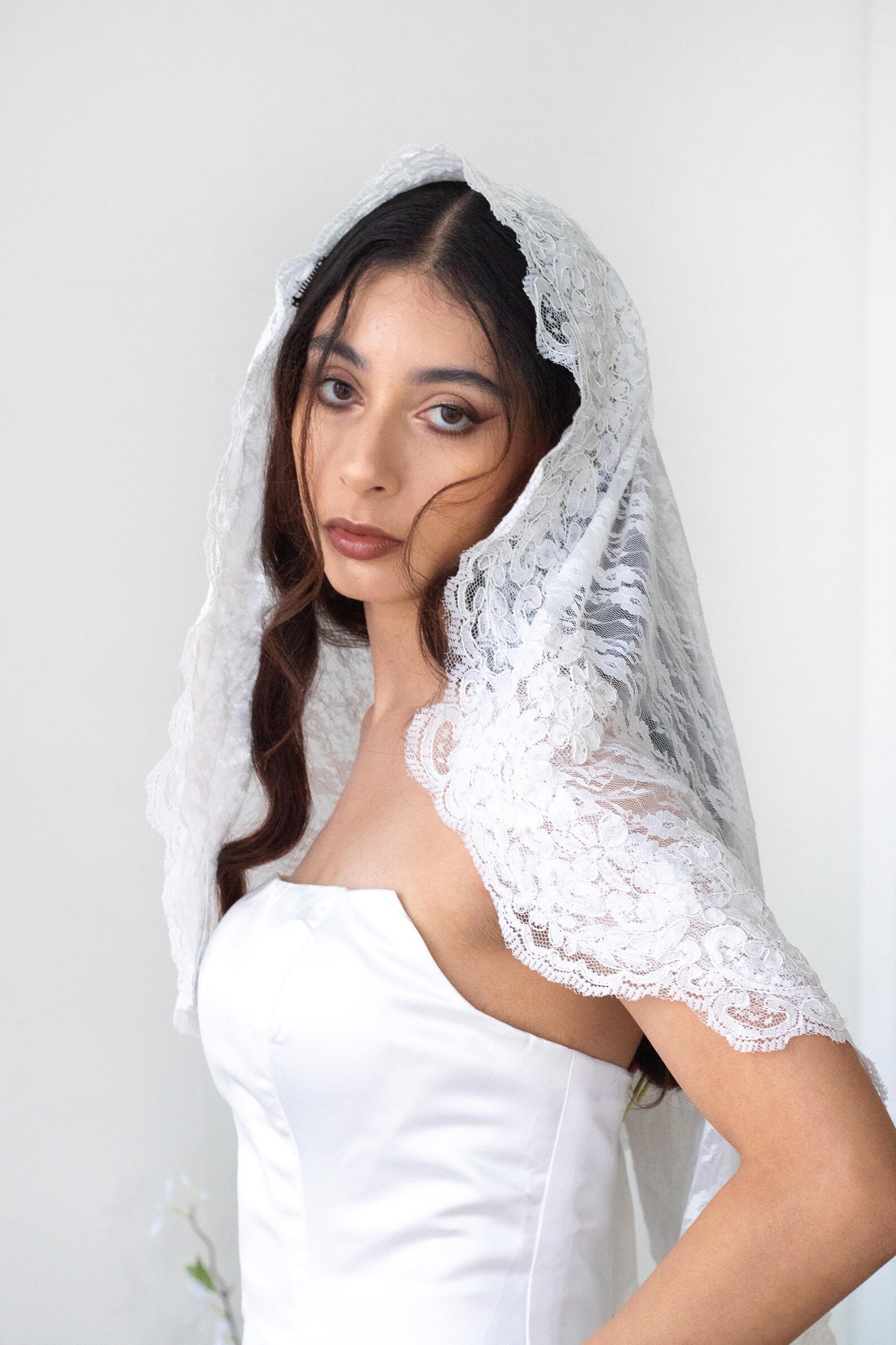 Mantilla Wedding Veil, Vintage Floral Lace Veil, Short Lace Veil ...