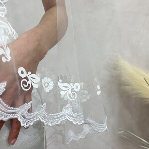 Mantilla Wedding Veil, Mexican Embroidery Veil, Short Lace Veil ...