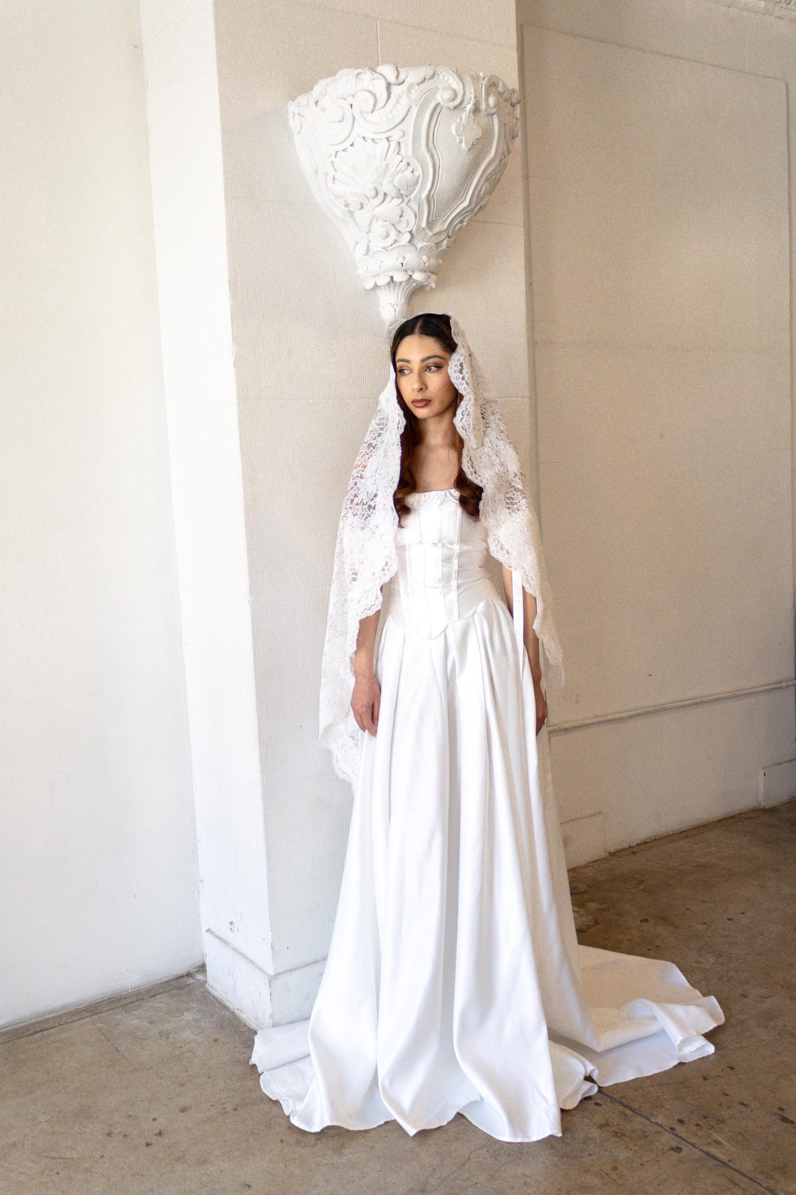 Mantilla Wedding Veil, Vintage Floral Lace Veil, Short Lace Veil ...