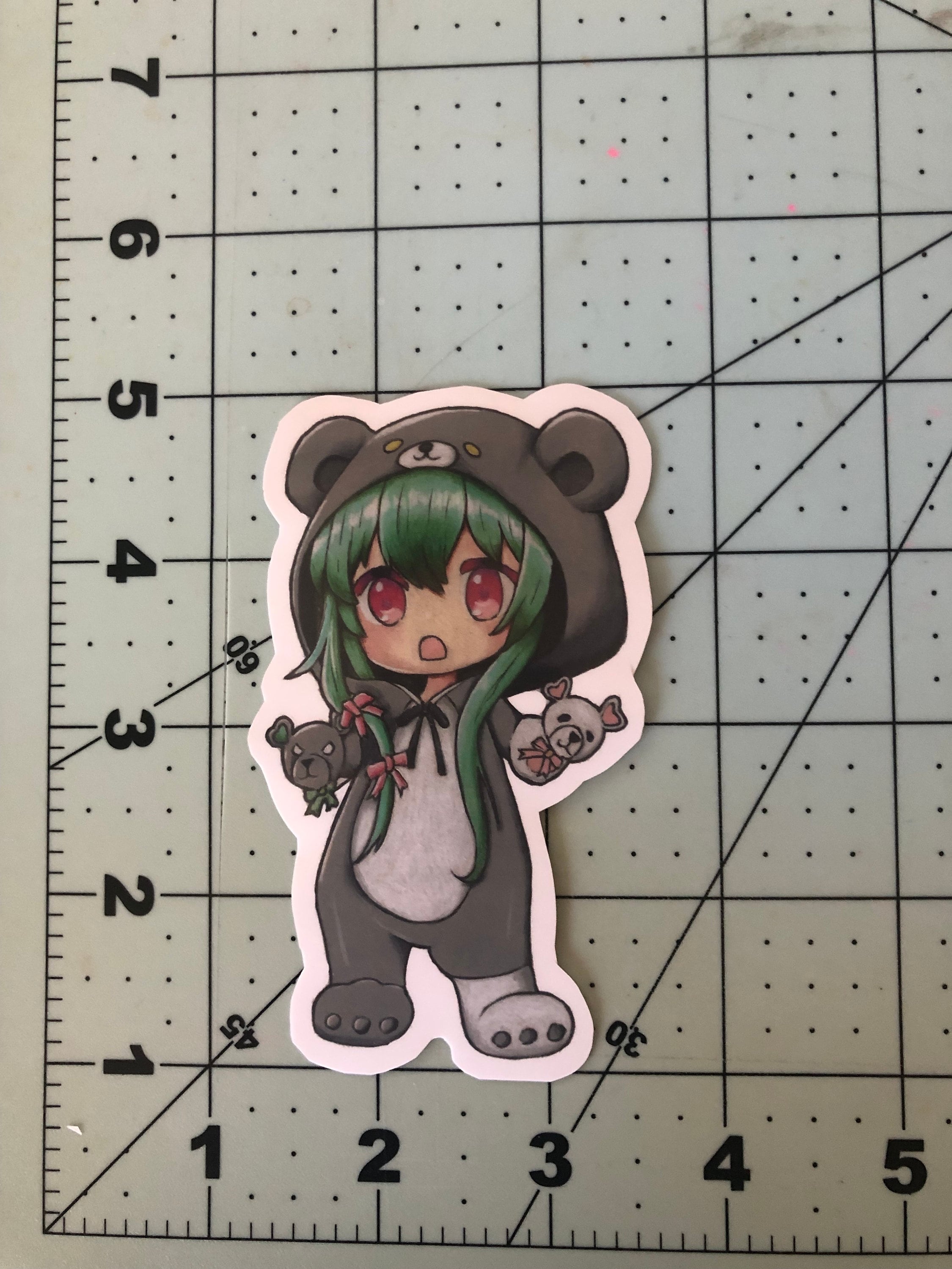 Anime Girl in Bear Chibi Sticker - Etsy