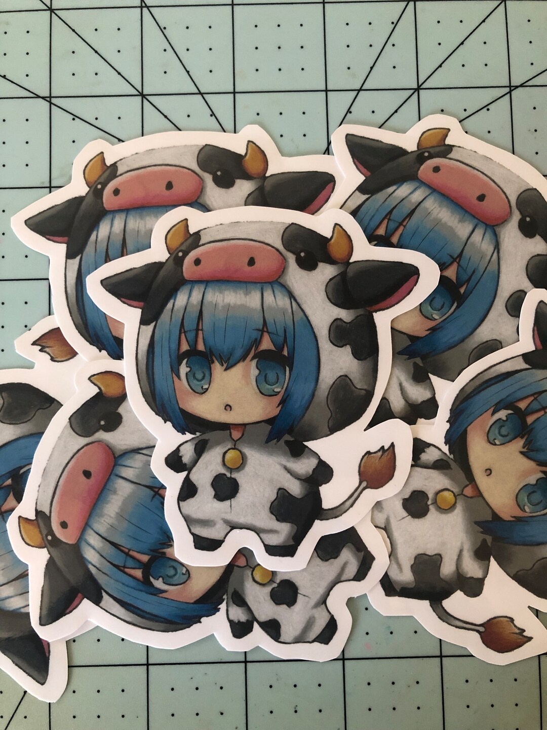 Anime Girl in Cow Chibi Sticker - Etsy