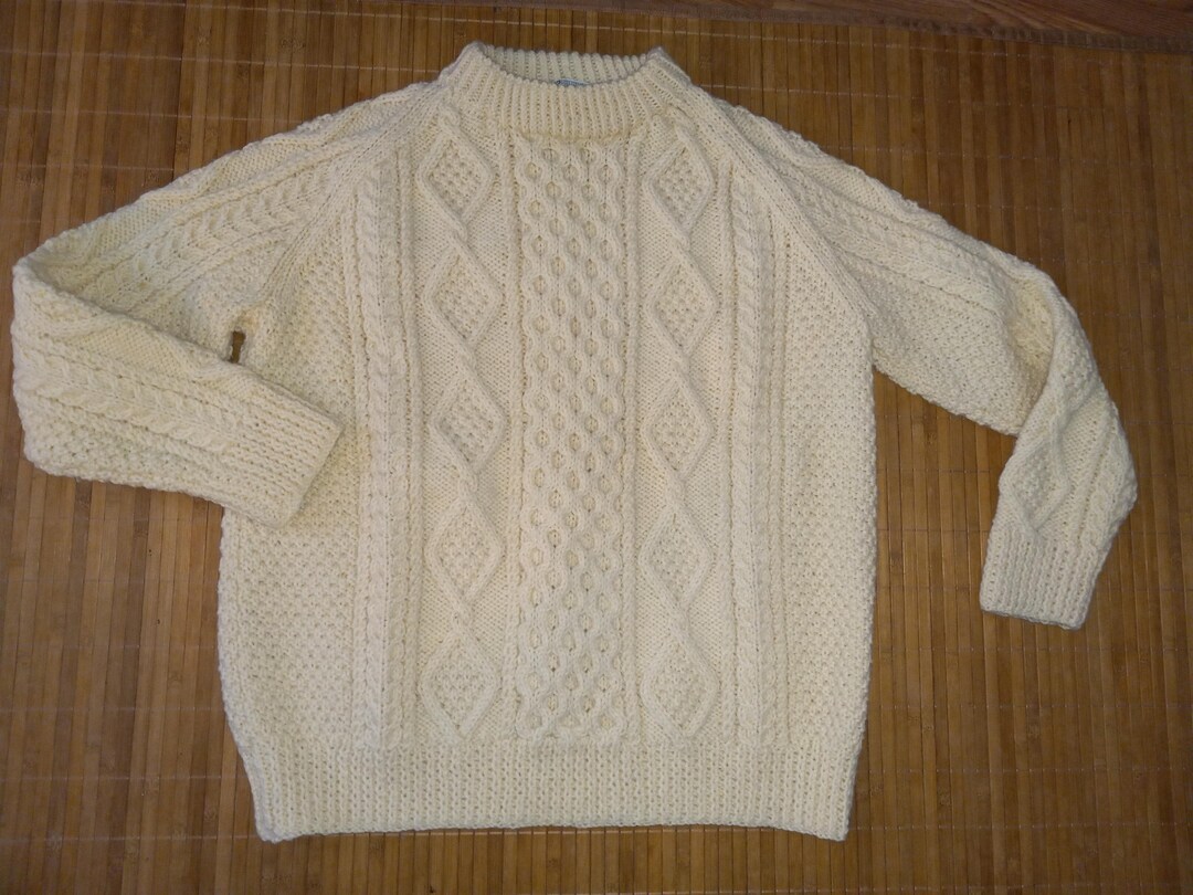 Vintage John Malloy Donegal Ireland Pure Virgin Wool Fisherman Sweater ...