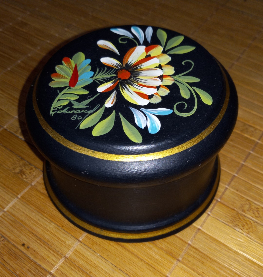 Vintage Hand Painted Tole Flowers Ceramic Trinket Jewel Box Molds by ...
