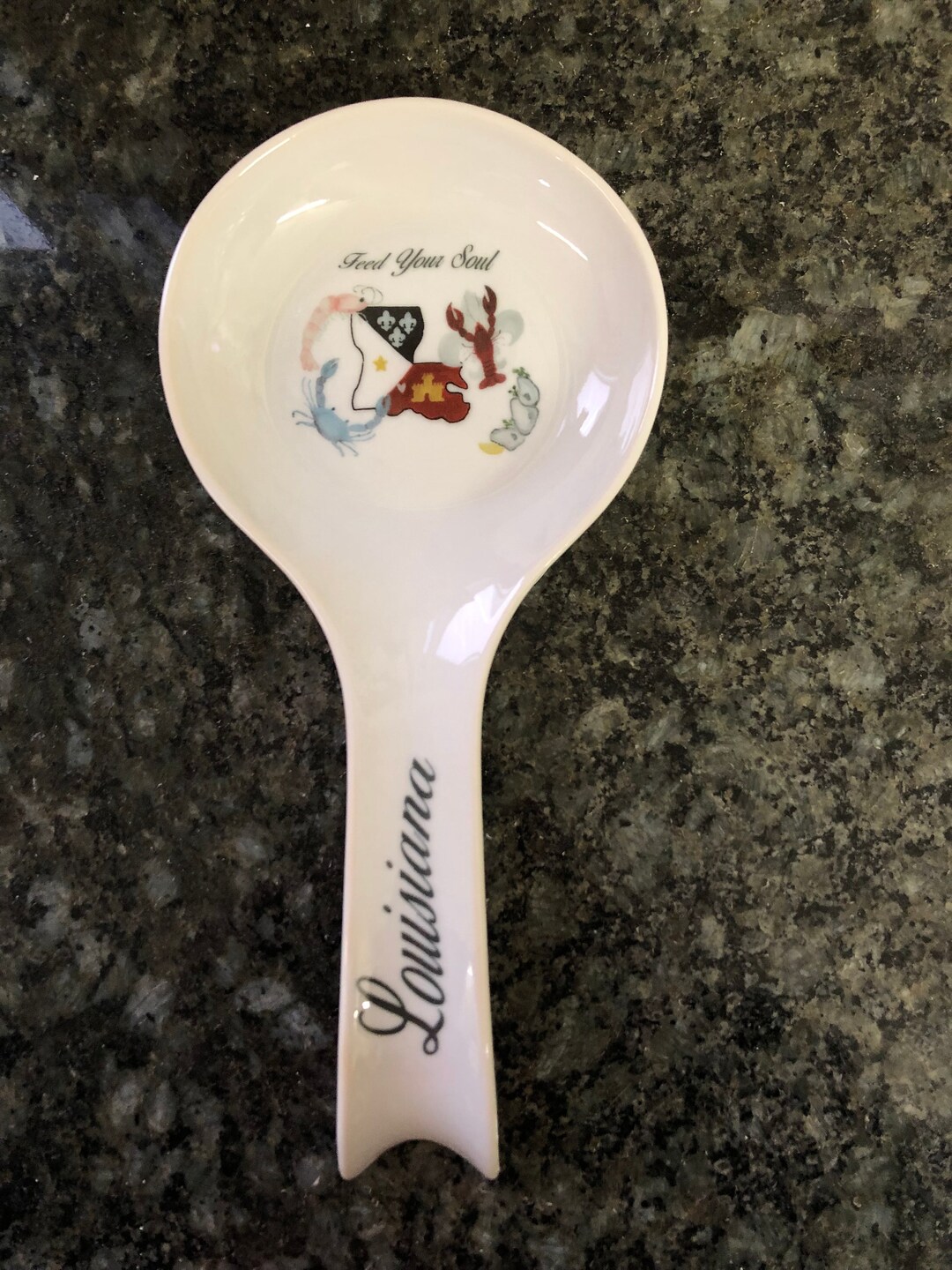 Louisiana Cajun Spoon Rest Holder White Ceramic Porcelain Crawfish ...