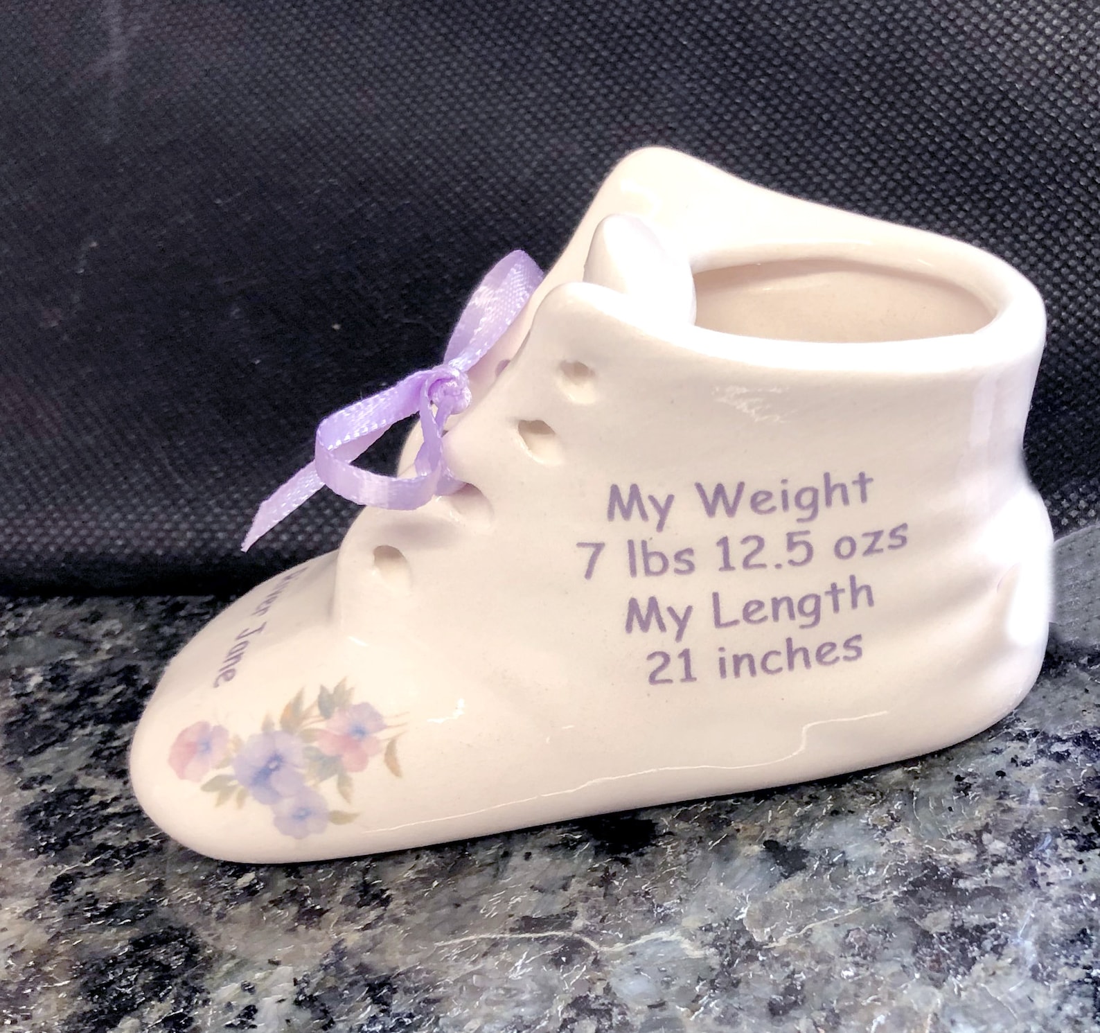 1 Personalized Handmade Antique White Ceramic Baby Shoe Bootie Keepsake ...