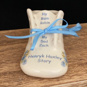 1 Personalized Handmade Antique White Ceramic Baby Shoe Bootie Keepsake ...
