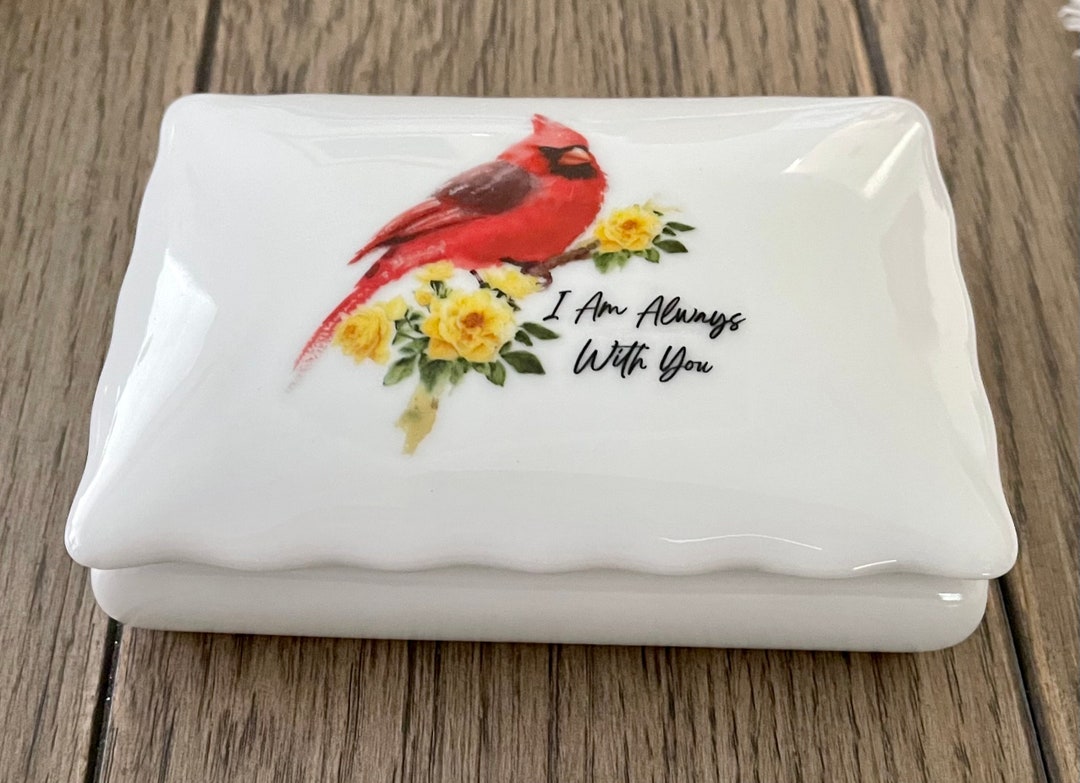 Porcelain Cardinal Memory Memorial Trinket Jewlery Box Gift for A Loved ...