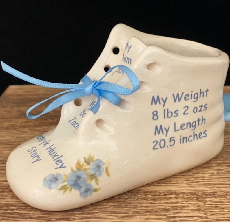 1 Personalized Handmade Antique White Ceramic Baby Shoe Bootie - Etsy