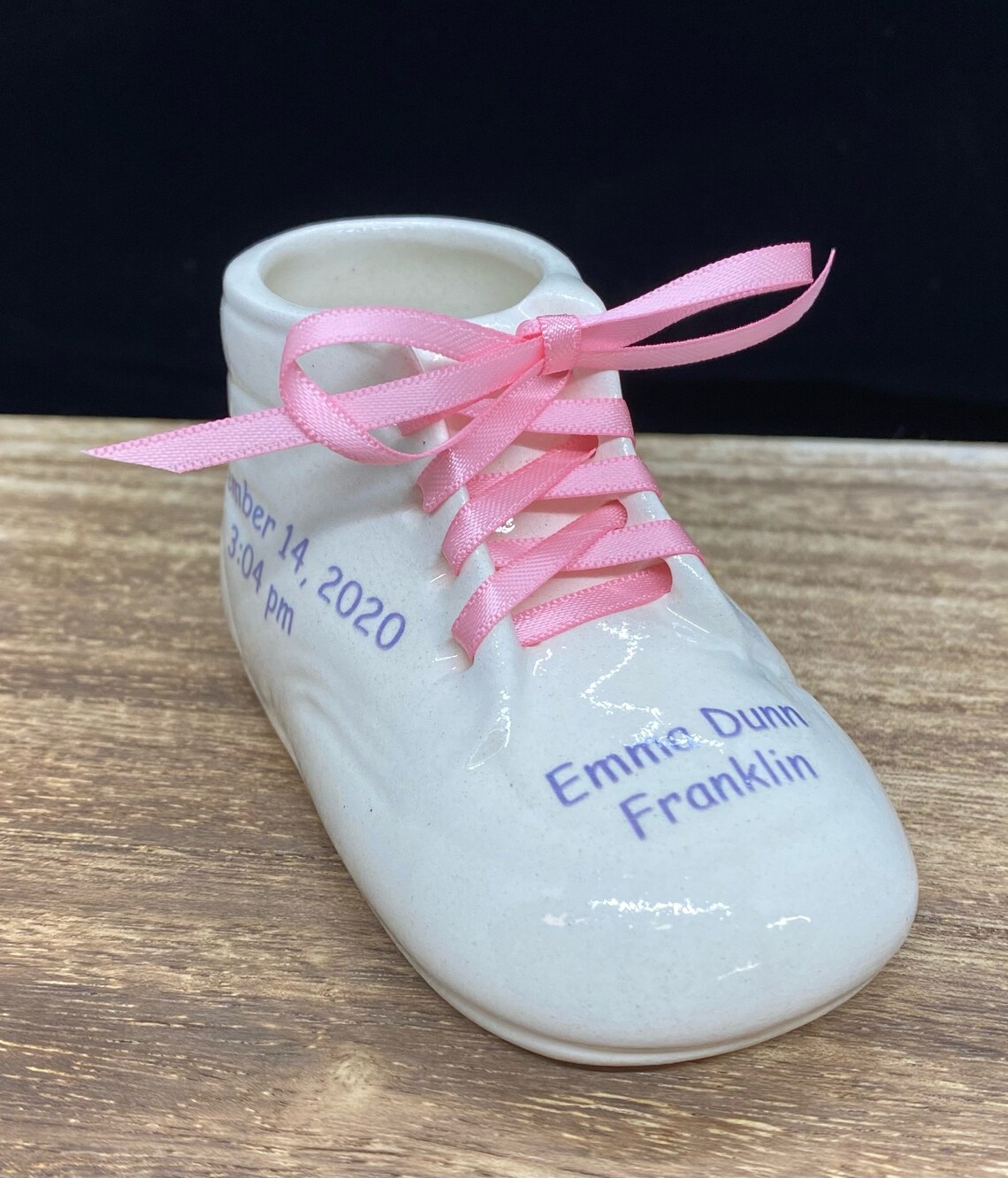 1 Personalized Antique White Ceramic Baby Shoe Bootie Keepsake - Etsy