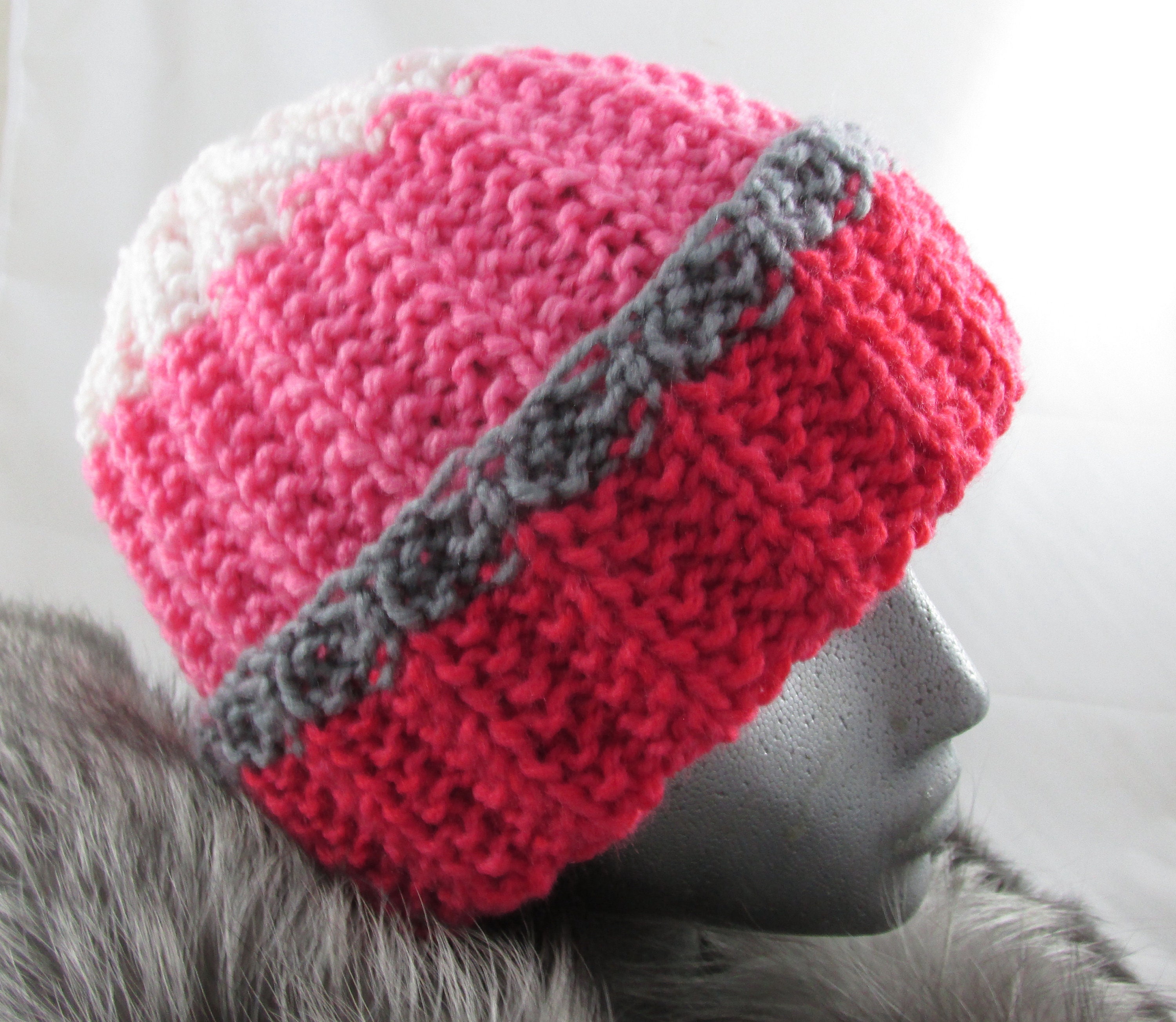 Acrylic Hand Knit Hat - Etsy