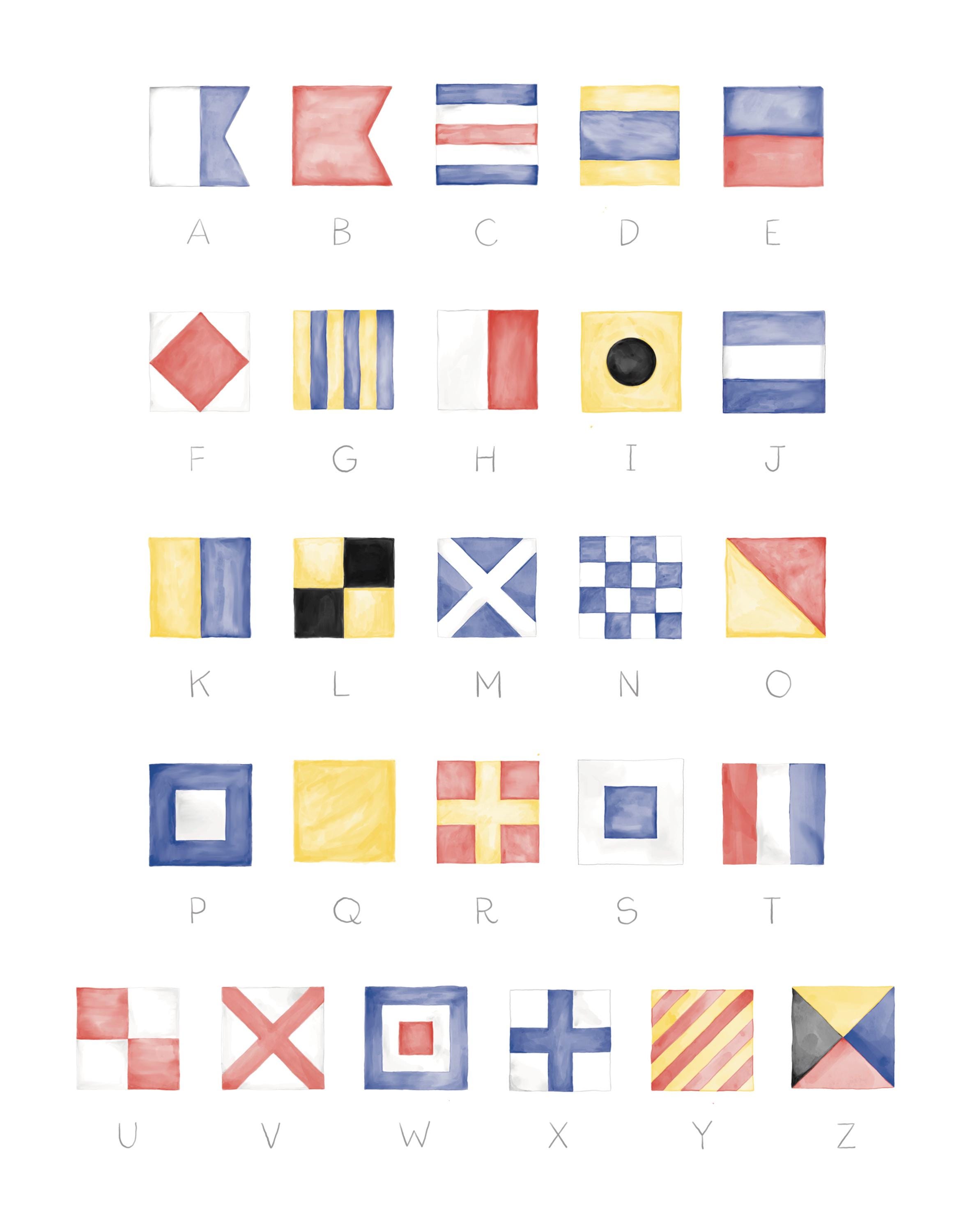 Nautical Alphabet Nursery Sign | Printable Nautical Flags Alphabet ...