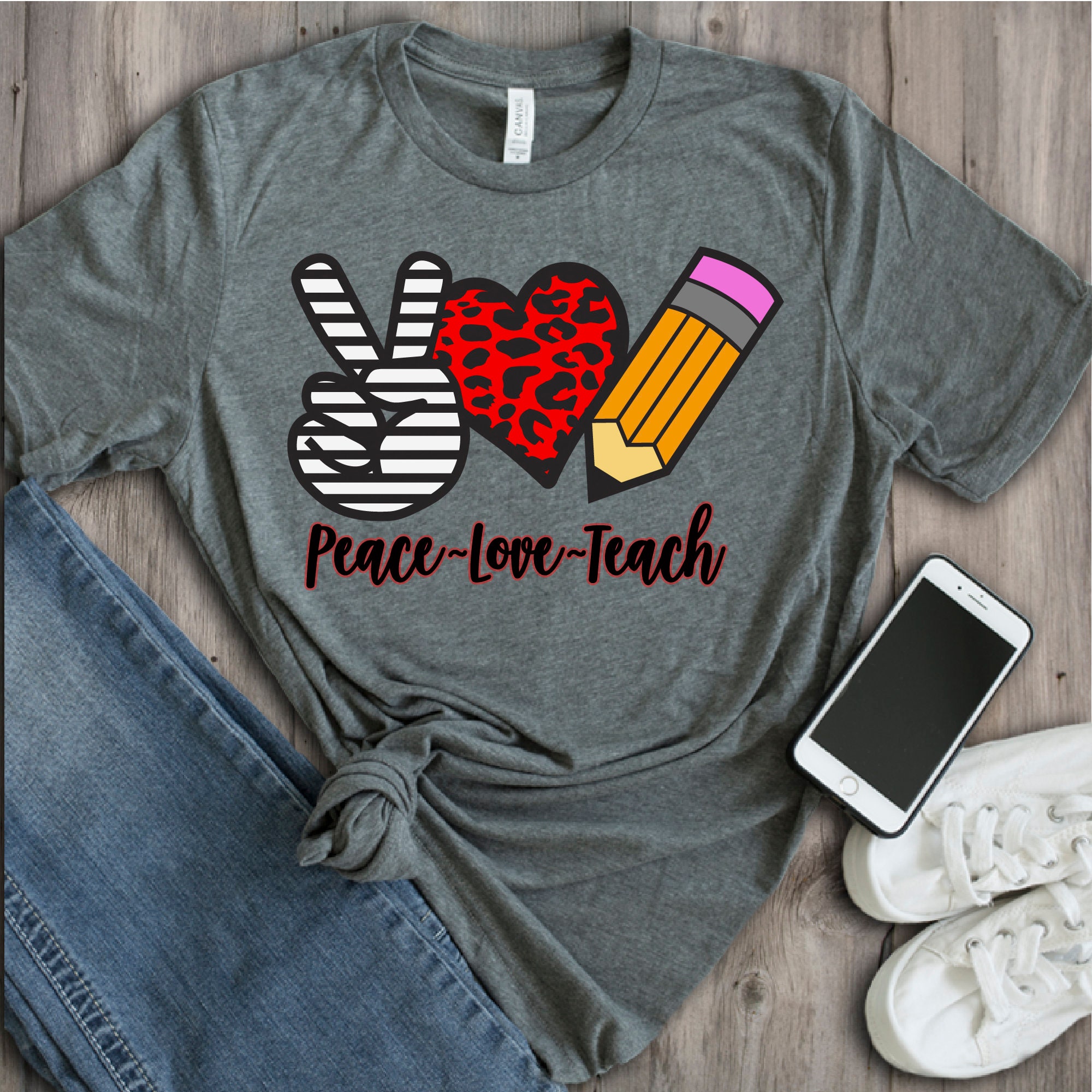 Peace Love Teach SVG - Etsy
