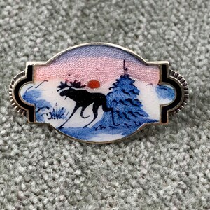 1920's Bull Moose Brooch Norwegian Colorful Guilloche Enamel Signed ...