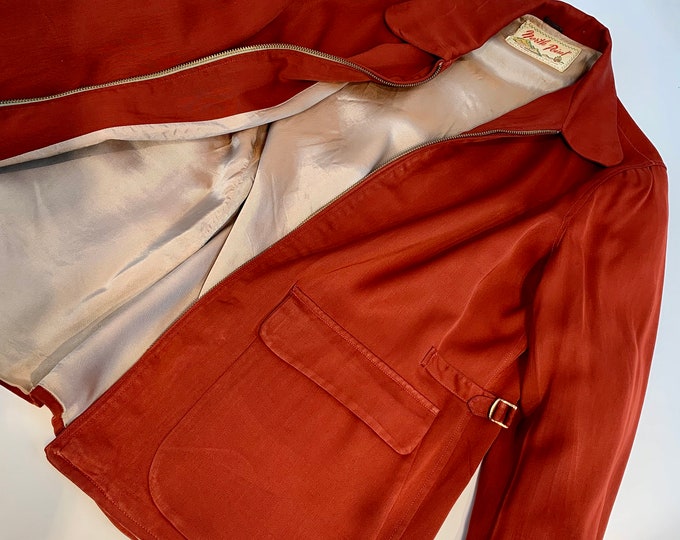 1940's Gab Jacket - Rayon Gabardine - Satin Lined - Low Flap Patch ...