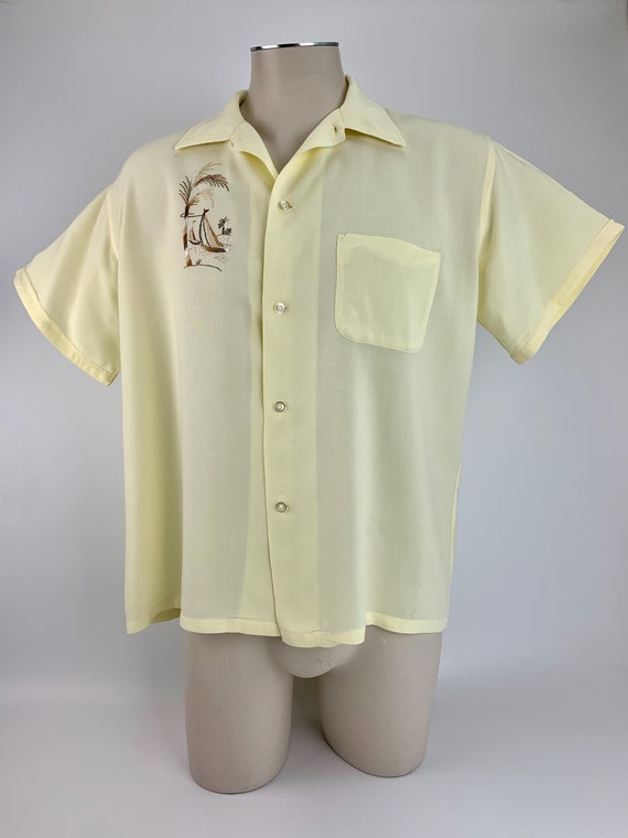 1950s rayon shirt embroidered - Gem 1950s rayon shirt embroidered - Gem