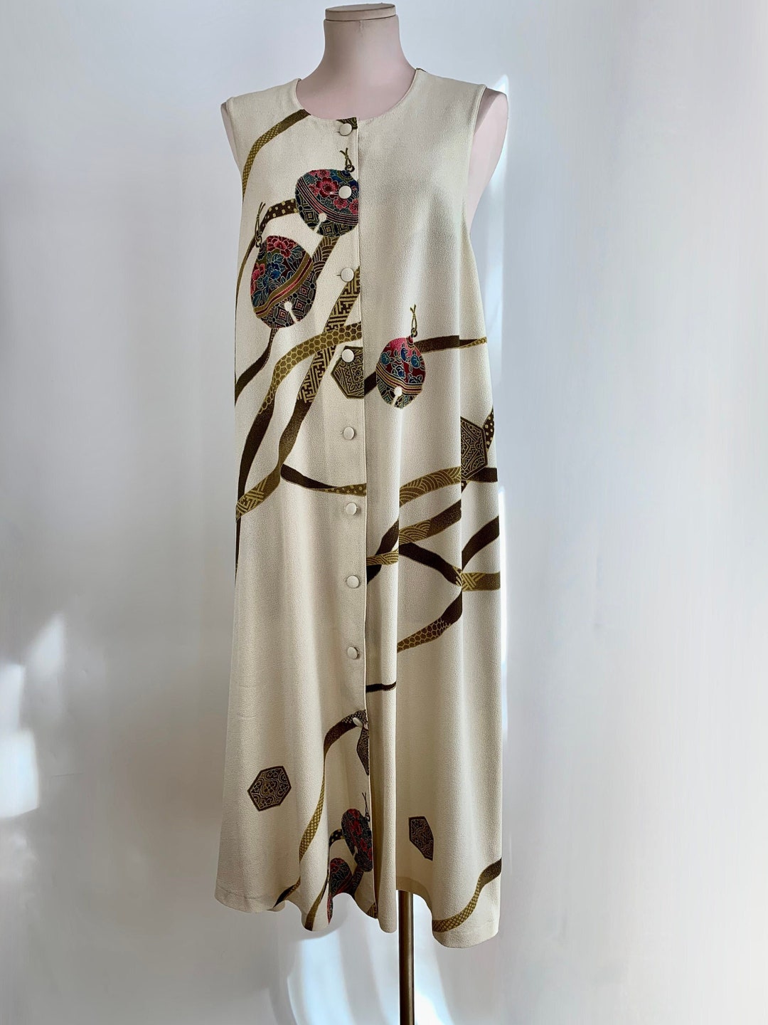 Vintage A-line Tunic Style Dress - Hitoshi Tamura - Asian Print on ...