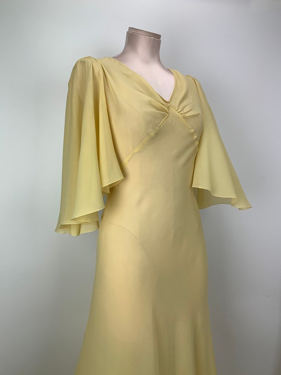 1920's-30's Sheer Silk Georgette Dress - Soft Yellow … - Gem