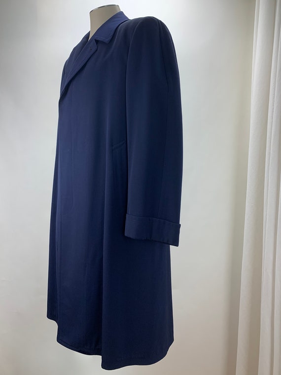 1950'S Gabardine Overcoat - Navy Blue Wool - Conceale… - Gem