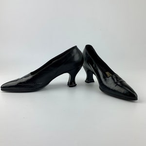 1900-1920's Spool Heel Shoes in Black - Quality Leather - Pointed Toe ...