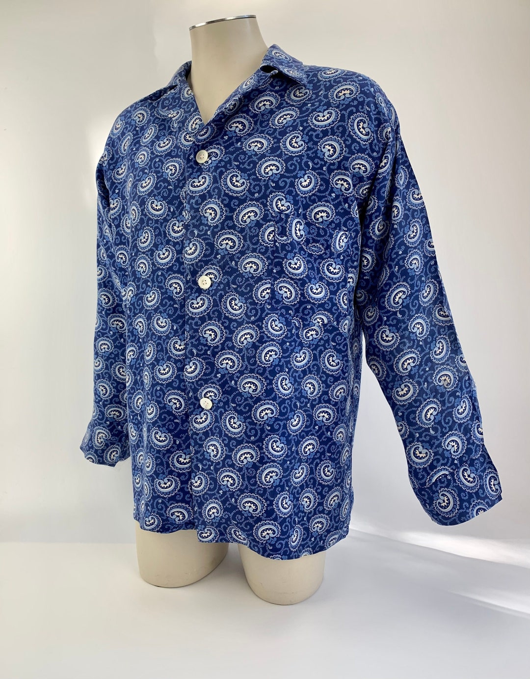 1940'S Pajama Lounge Shirt - TEXTRON - Silky Cold Rayon - Old Hollywood ...