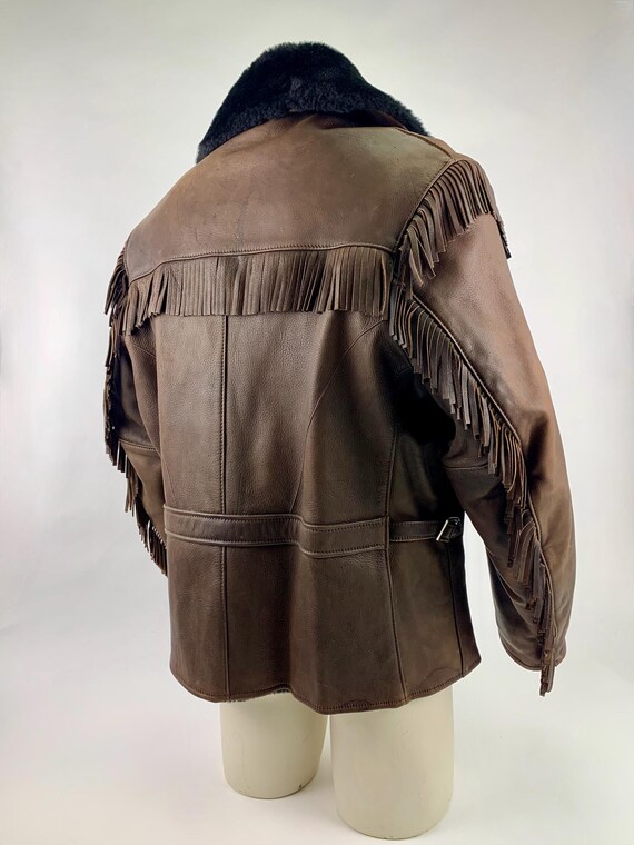 1950s Buckskin Fringe Western Jacket: Black Fleece Li… - Gem