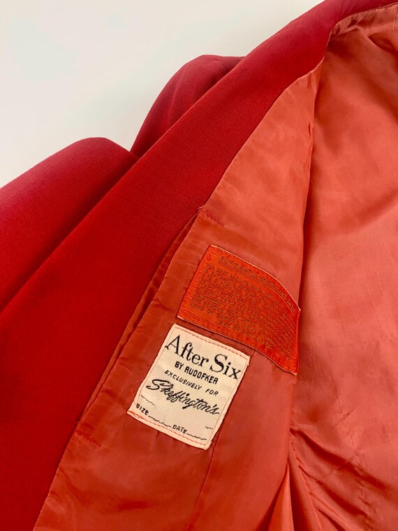 1960'S Tuxedo Jacket - Tomato Red Fabric - Matching S… - Gem