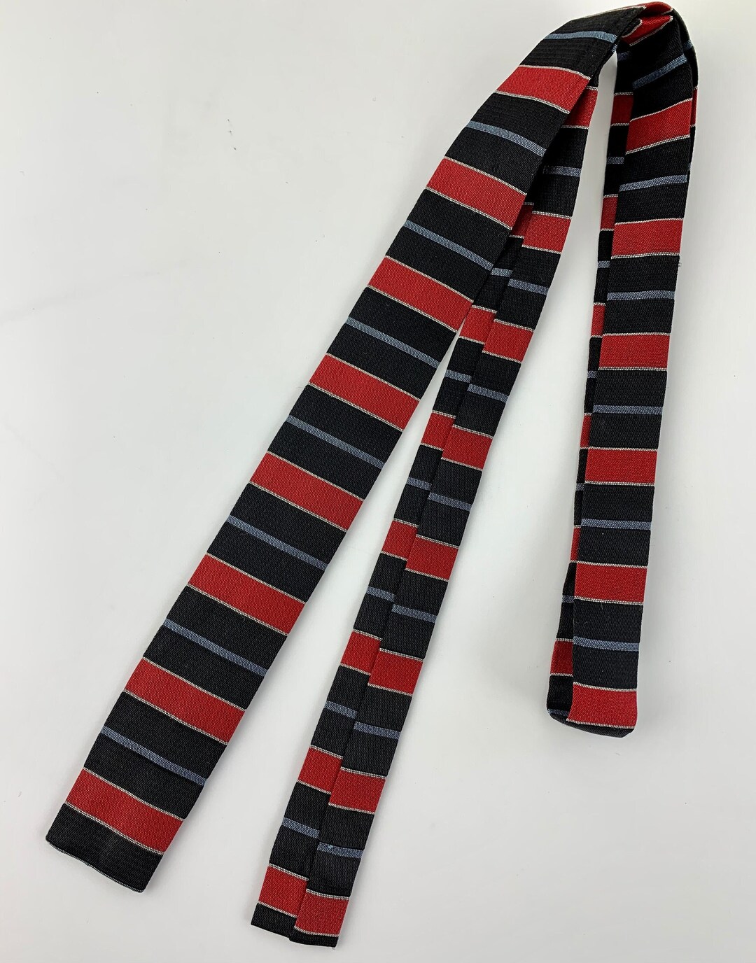 Early 1960'S Horizontal Striped Tie - Red, Black & Gray - Narrow ...
