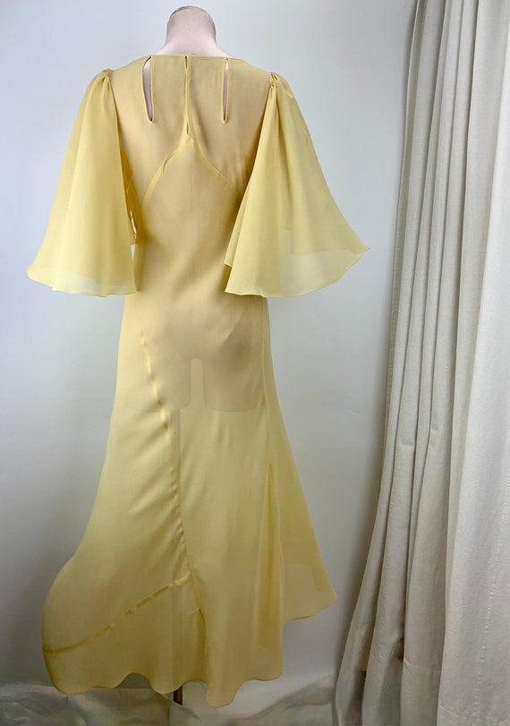 1920's-30's Sheer Silk Georgette Dress - Soft Yellow … - Gem