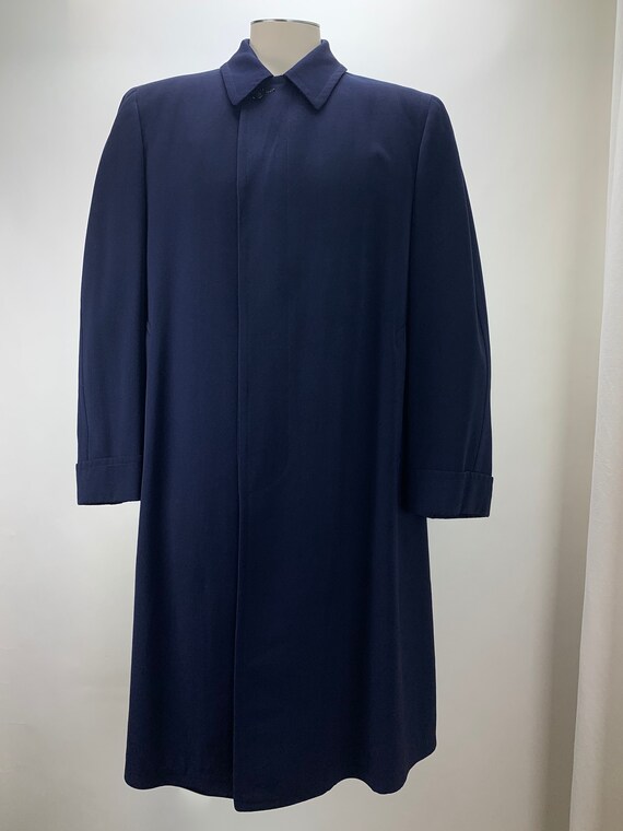 1950'S Gabardine Overcoat - Navy Blue Wool - Conceale… - Gem
