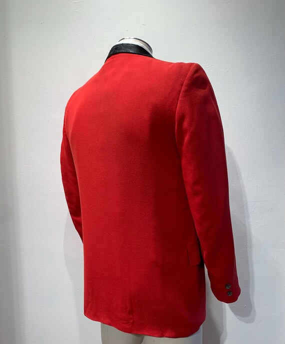 1960'S Tuxedo Jacket - Tomato Red Cotton - Black Sati… - Gem