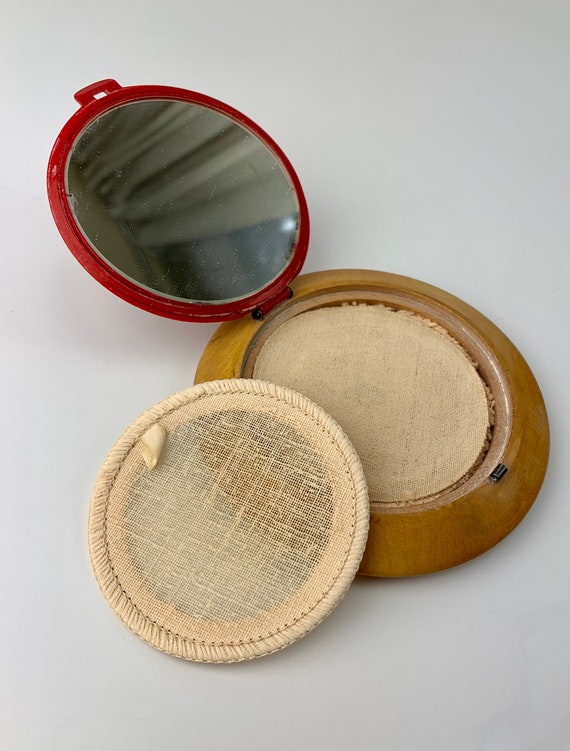 1930's-40's Powder Compact - Maple Hardwood Base with… - Gem