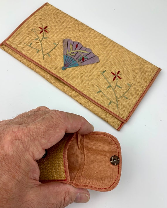 1940'S Japanese Wallet with Coin Purse - Vintage Hand… - Gem