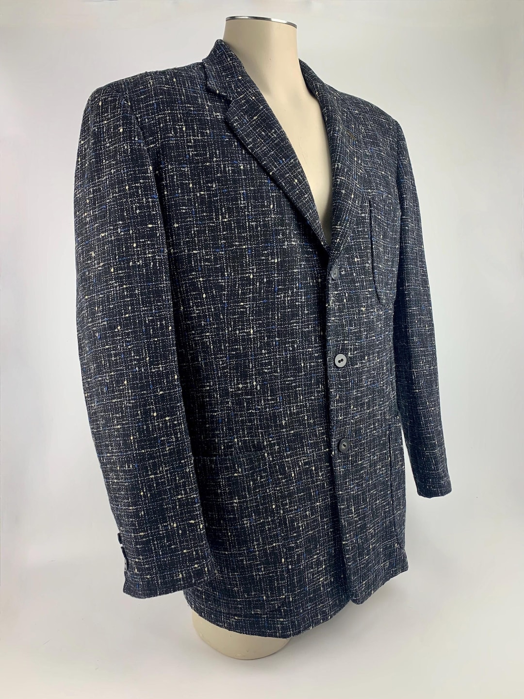 1950's Flecked Sports Coat - Black Body With Creamy White & Blue Flecks ...