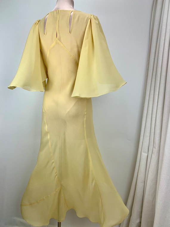 1920's-30's Sheer Silk Georgette Dress - Soft Yellow … - Gem