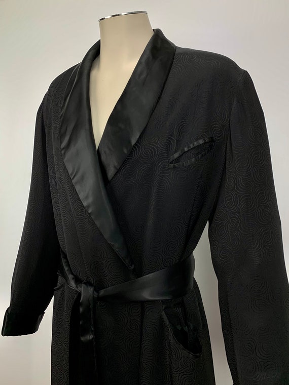 1940'S LOUNGE ROBE - Art Deco Swirl Pattern - Black o… - Gem