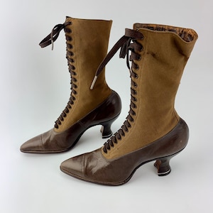 Authentic 1890's -1900 Victorian High Top Boots - Canvas & Fine Leather ...