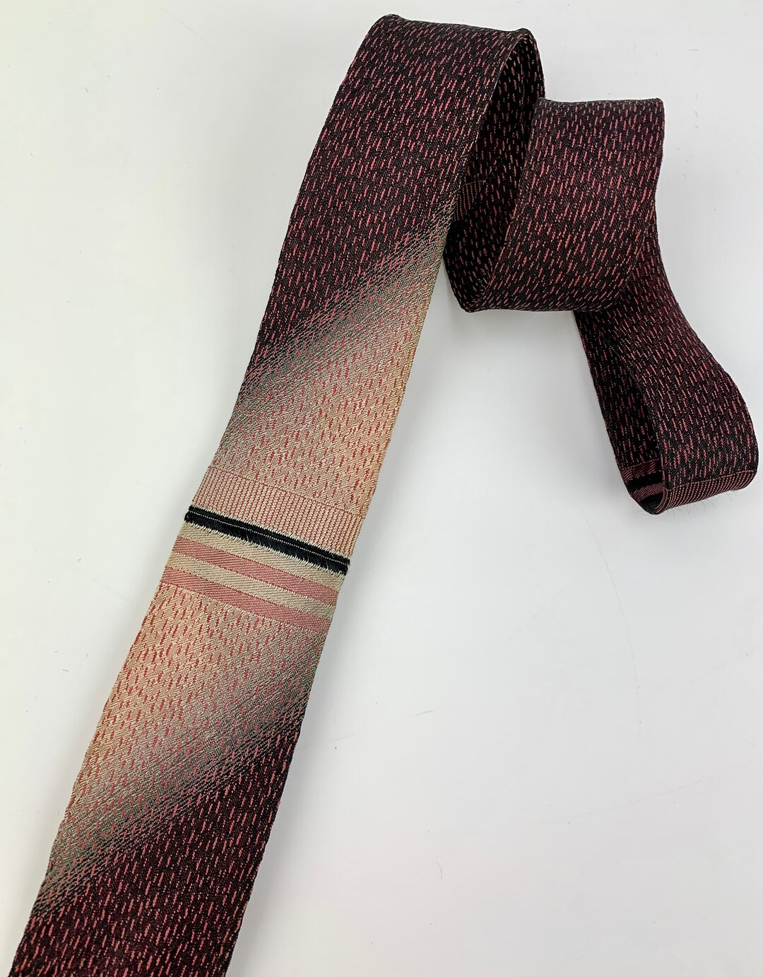 Early 1960'S Tonal Striped Tie BEAU BRUMMELL Ombré Pink to Maroon to ...