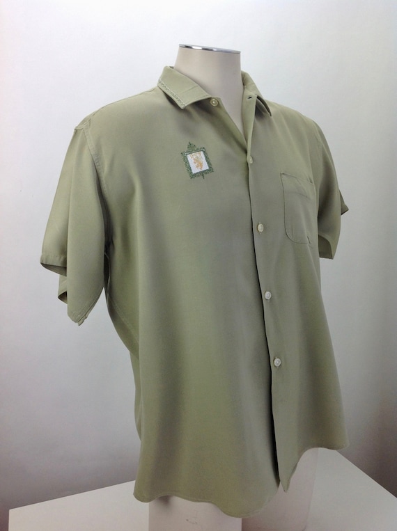 1950s rayon shirt embroidered - Gem 1950s rayon shirt embroidered - Gem