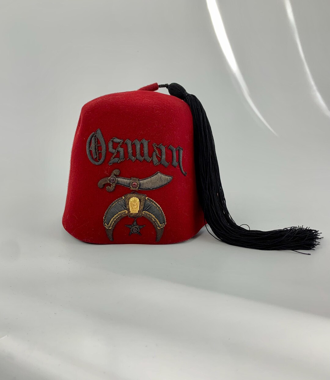 1940'S Masonic Shriner's Fez - Deep Red Wool Felt - OSMAN - the ...