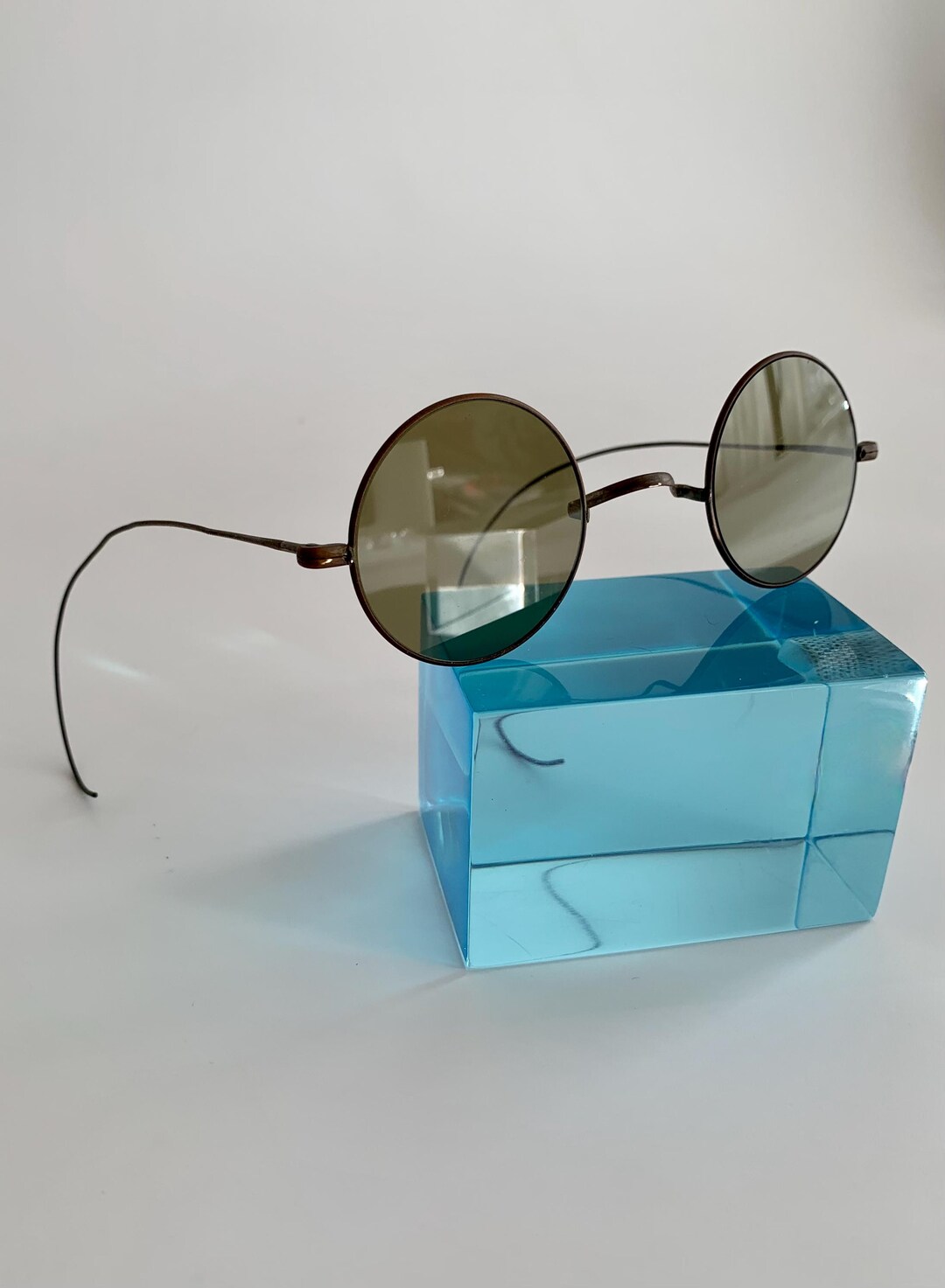 1900's-1910's Wire Rim Sunglasses - Stamped USA - Original Smokey Green ...