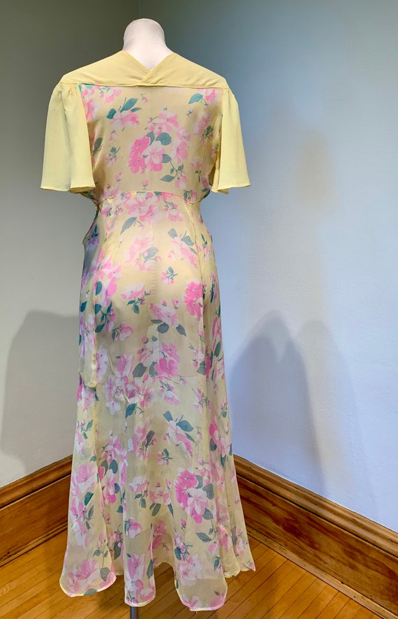 1920's-30's Sheer Silk Georgette Dress - Soft Yellow … - Gem